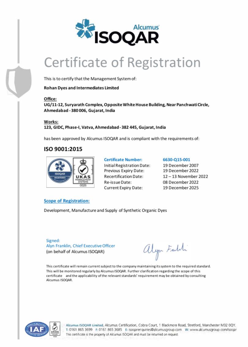 Rohan Dyes And Intermediates Ltd